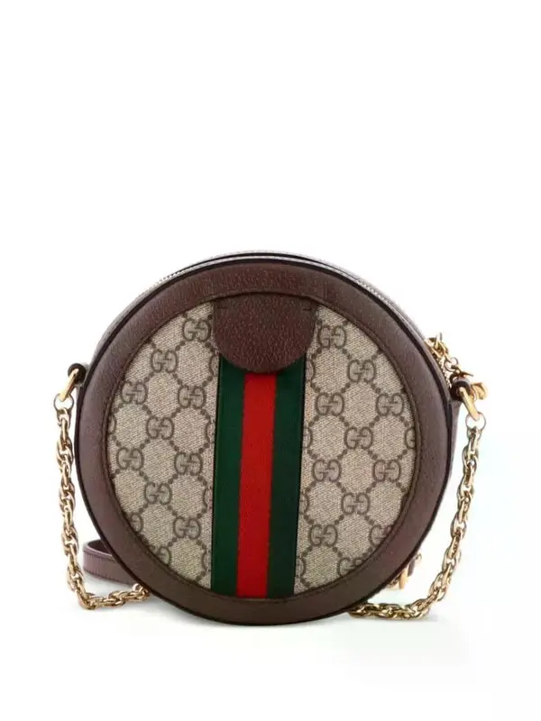 Gucci Ophidia Round Shoulder Bag Gg Coated Canvas Mini Crossbody Bag
