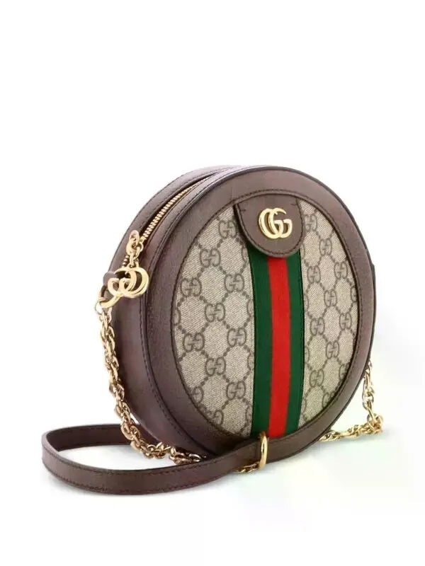 Gucci Ophidia Round Shoulder Bag Gg Coated Canvas Mini Crossbody Bag