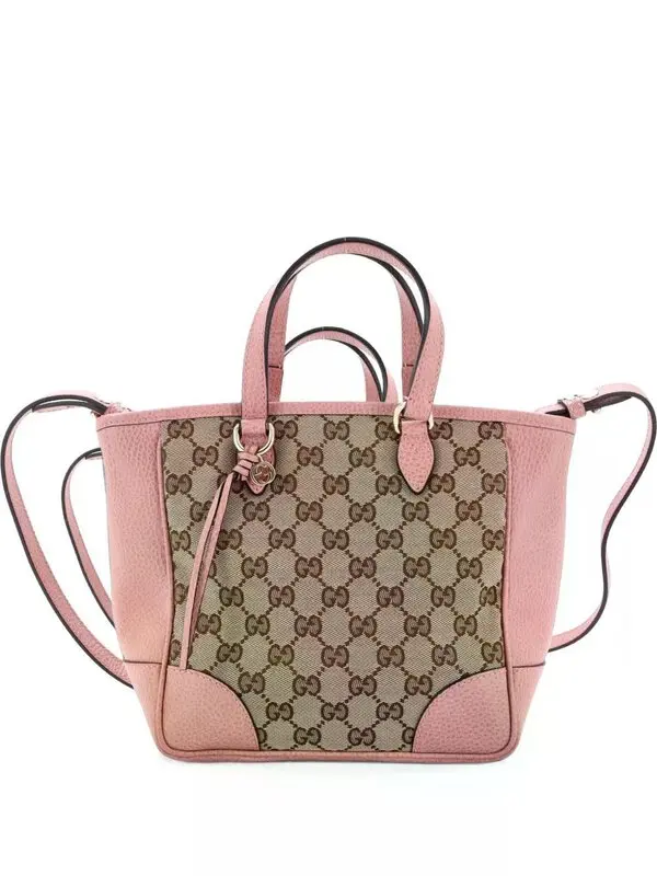 Gucci Bree Convertible Tote Gg Canvas With Leather Small Crossbody Bag - Brown