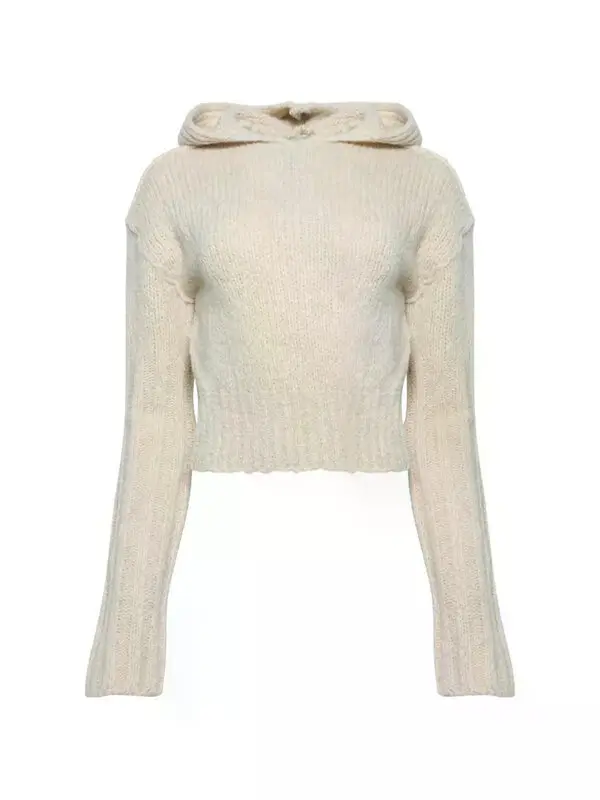 Rick Owens Cropped Chunky-knit Hooded Jumper - Neutrals