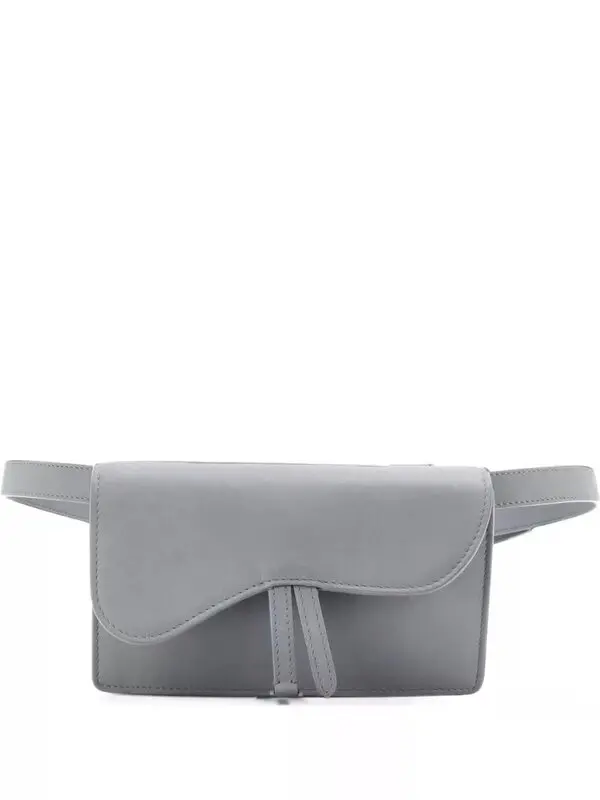 Dior Saddle Rectangular Leather Belt Bag - Grey