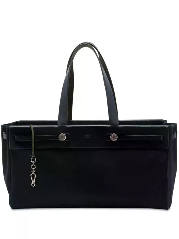 Hermès 2003 Toile And Vache Hunter Herbag Cabas Mm Tote Bag - Black