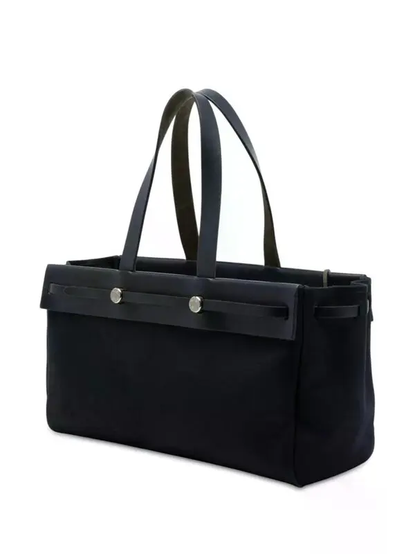 Hermès 2003 Toile And Vache Hunter Herbag Cabas Mm Tote Bag - Black