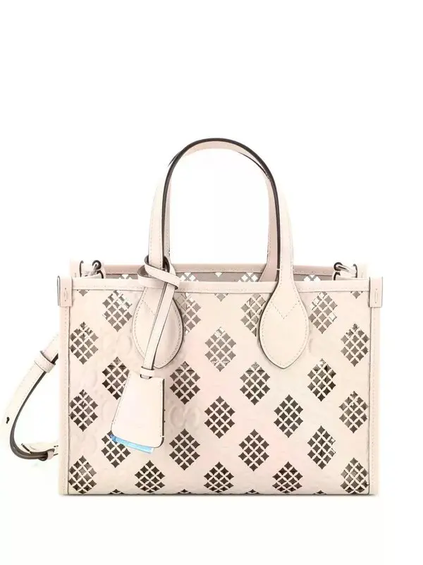 Gucci Convertible Gg Debossed Laser Cut Leather Small Tote Bag - White