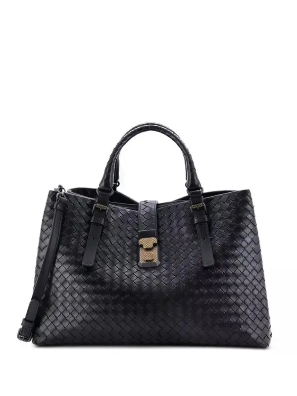 Bottega Veneta Roma Bag Intrecciato Nappa Medium Tote Bag - Black