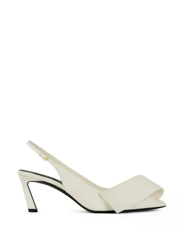 Givenchy Twisted Ribbon Slingbacks Pumps In Leather - White