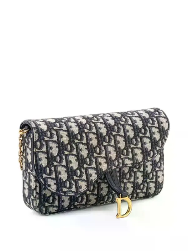 Dior Saddle Chain Wallet Oblique Canvas Crossbody Bag