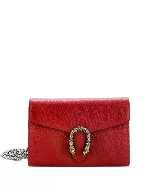 Gucci Dionysus Chain Wallet Leather With Embellished Detail Small Crossbody Bag - Red