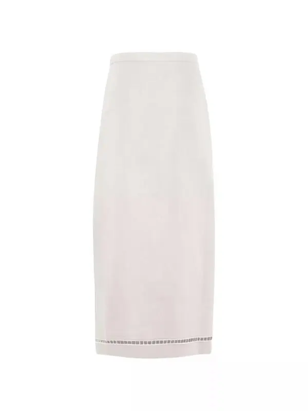 TELA Embroidered Wrap Midi Skirt