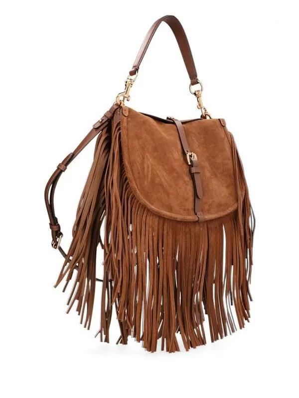 Etro Medium Pony Suede Bag With Fringe