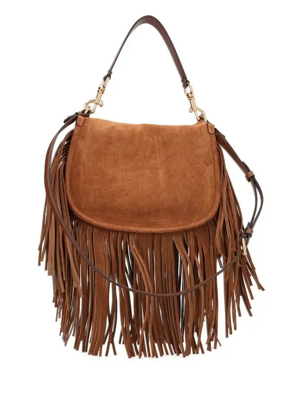 Etro Medium Pony Suede Bag With Fringe
