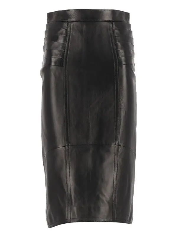 Versace Midi Skirt Made Of Nappa Leather - Black