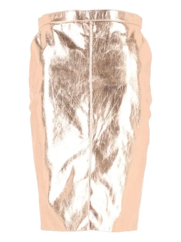 Saint Laurent Metallic Leather Pencil Skirt - Gold