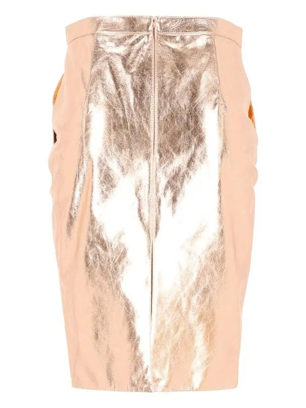 Saint Laurent Metallic Leather Pencil Skirt - Gold