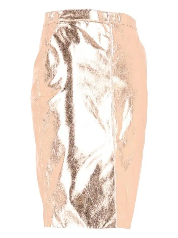 Saint Laurent Metallic Leather Pencil Skirt - Gold