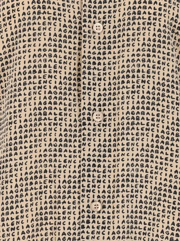 Balenciaga Monogram Shirt In Silk Crêpe - Cream