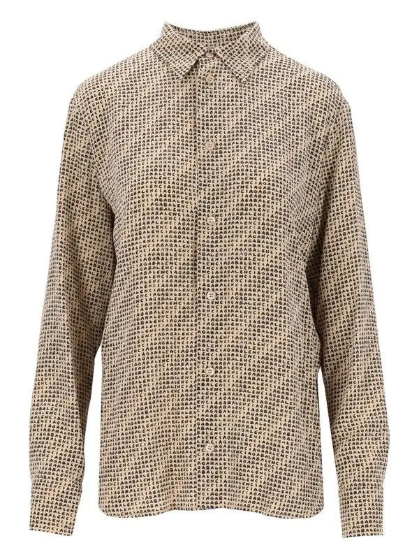 Balenciaga Monogram Shirt In Silk Crêpe - Cream