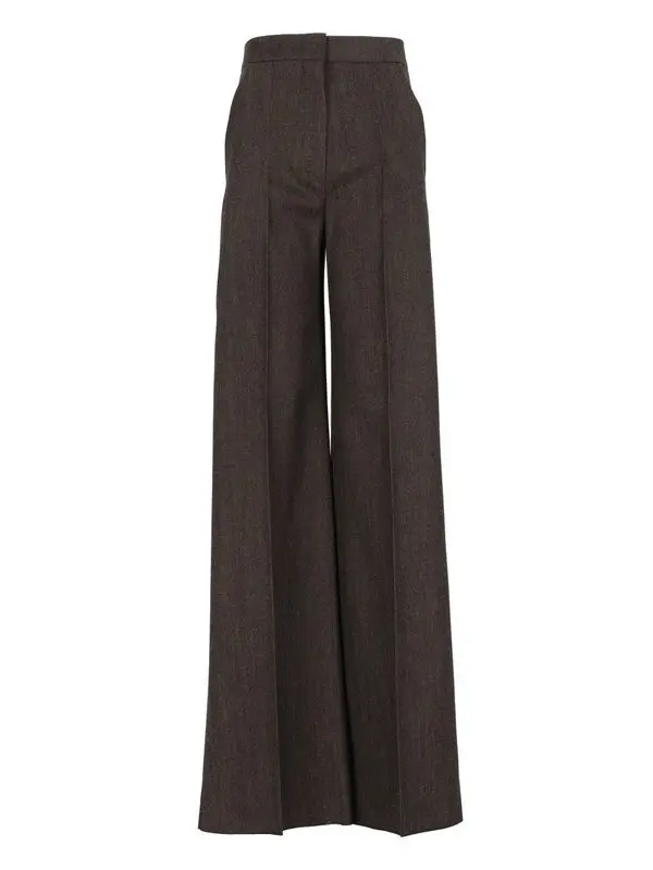 Max Mara Denim-effect Wool Trousers - Brown