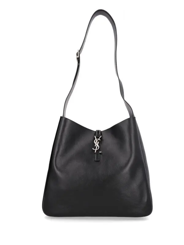 Saint Laurent Le 5 À 7 Maxi Hobo Bag In Textured Leather - Black