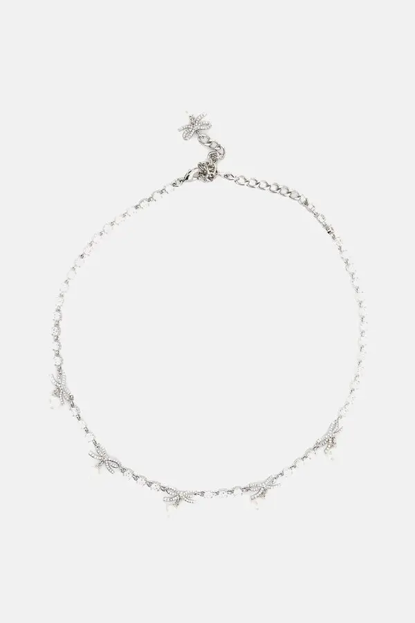 SELF-PORTRAIT Bracelet With Crystal Snowflakes And Pearls - Silver