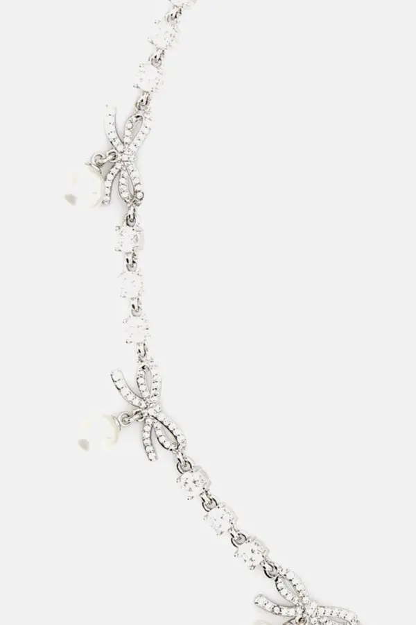 SELF-PORTRAIT Bracelet With Crystal Snowflakes And Pearls - Silver