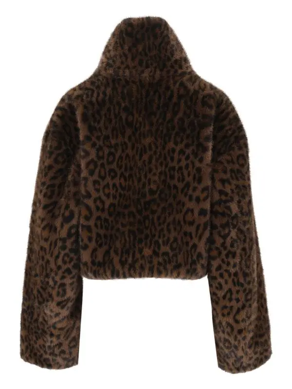 ROTATE BY BIRGER CHRISTENSEN Short Leopard-print Faux Fur Jacket