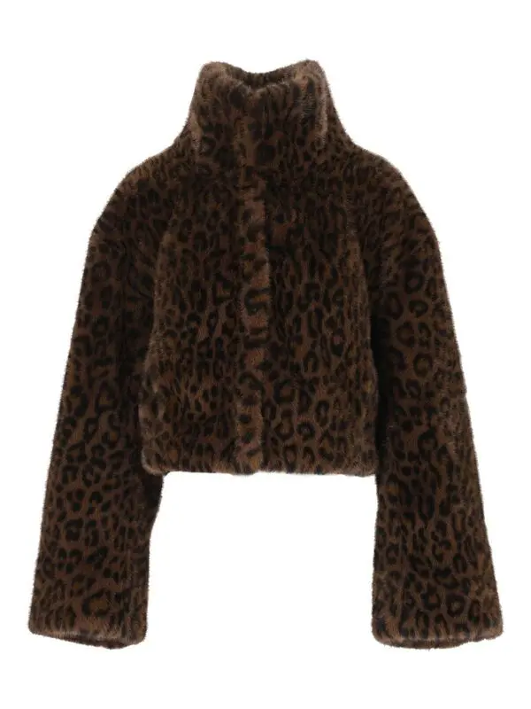 ROTATE BY BIRGER CHRISTENSEN Short Leopard-print Faux Fur Jacket - Multicolor