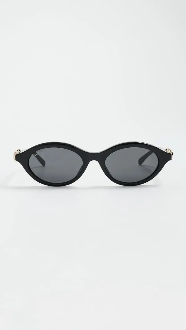 Gucci Oval Frame Sunglasses - Black-black-grey