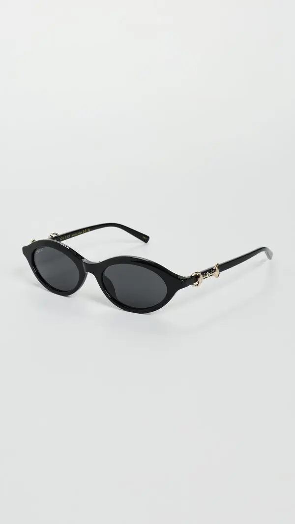 Gucci Oval Frame Sunglasses - Black-black-grey