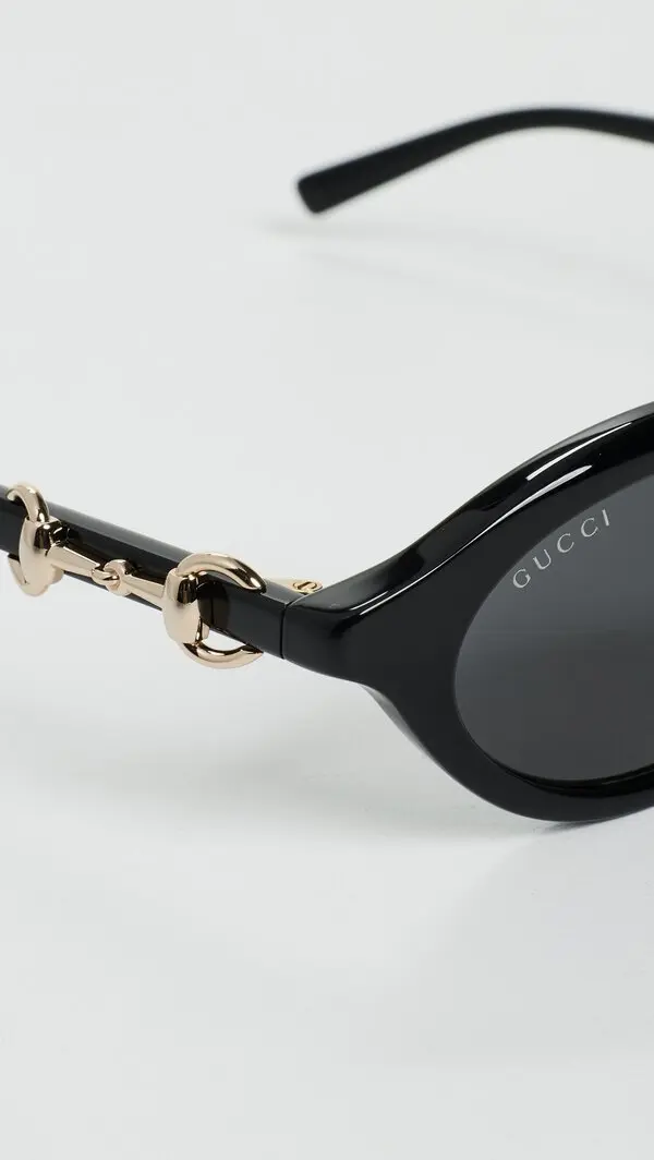 Gucci Oval Frame Sunglasses - Black-black-grey