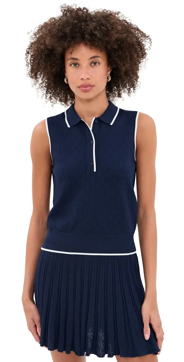 Greyson Pointelle Sleeveless Polo Top