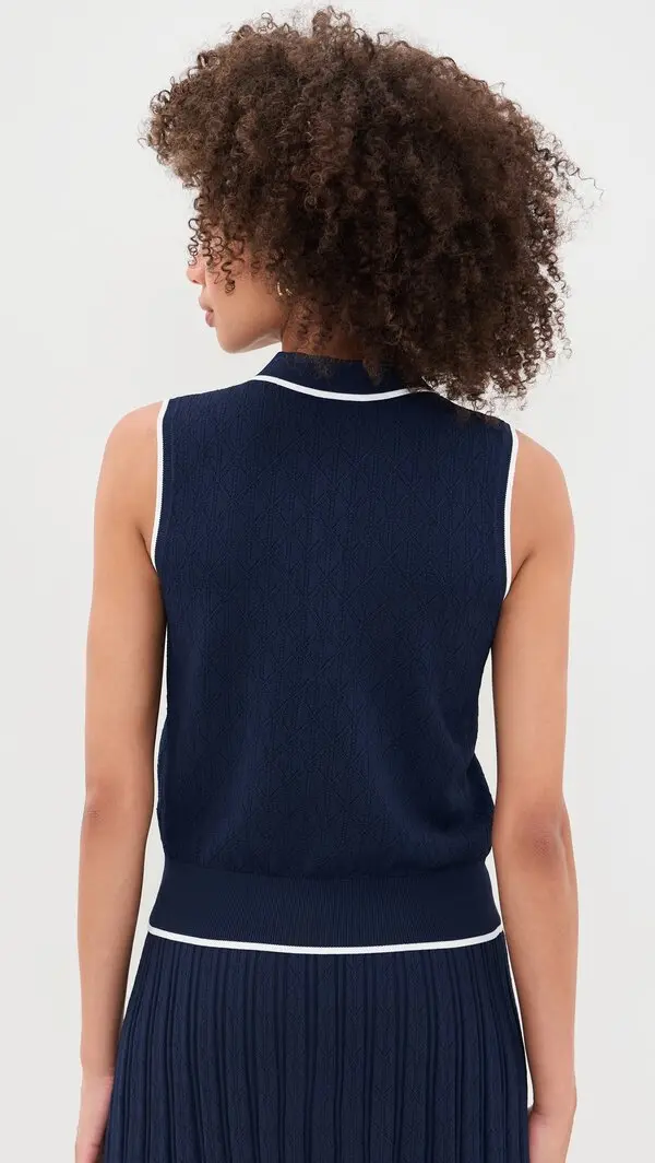 Greyson Pointelle Sleeveless Polo Top