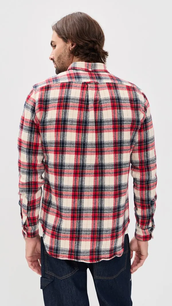 Gitman Bros Brushed Winter Madras Shirt - Red