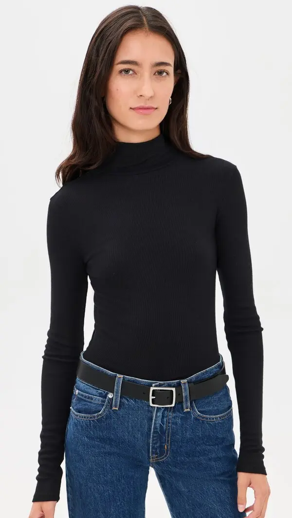 PERFECTWHITETEE Tati Turtleneck Top - True Black