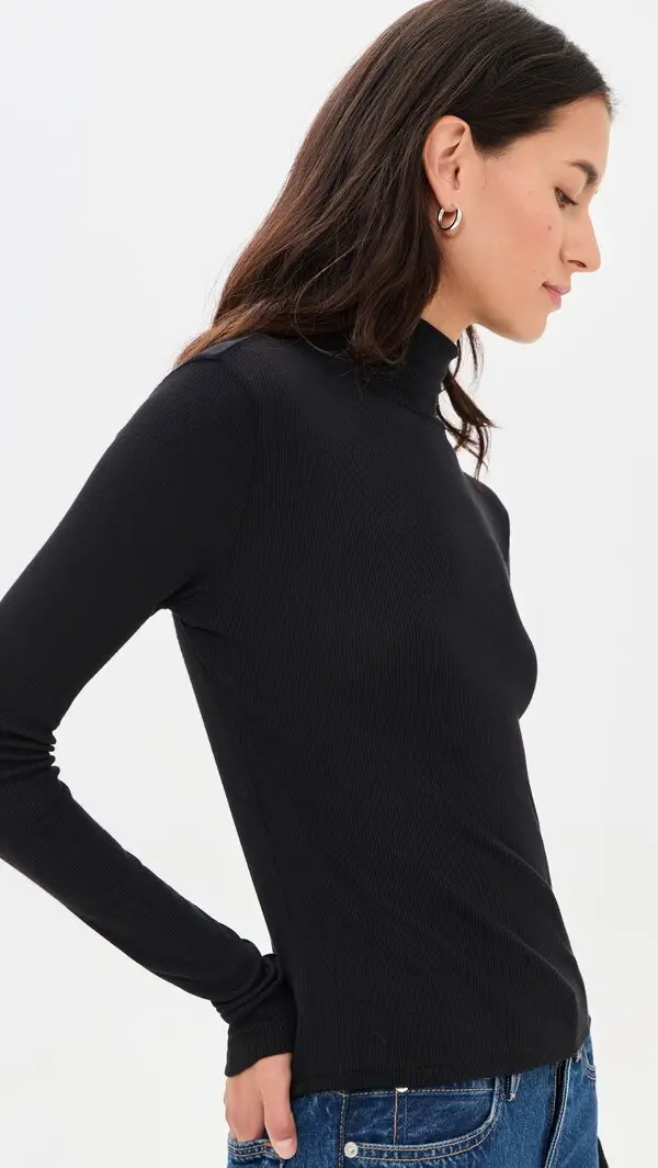 PERFECTWHITETEE Tati Turtleneck Top - True Black