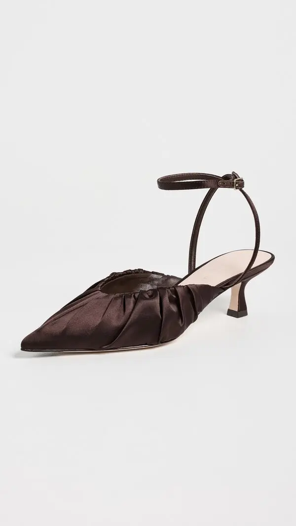 LOEFFLER RANDALL Rio Smocked Kitten Heels - Chocolate