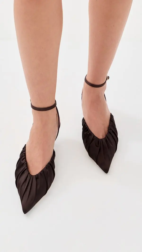 LOEFFLER RANDALL Rio Smocked Kitten Heels - Chocolate
