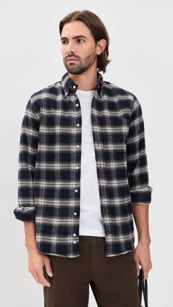 Gitman Bros Heavy Pique Flannel Shirt - Brown