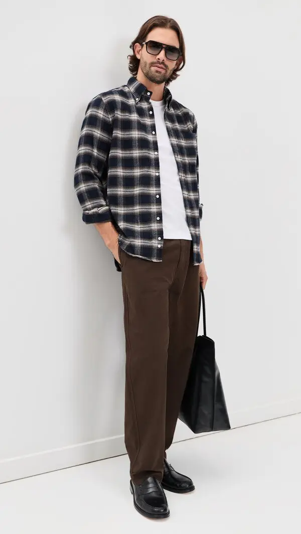 Gitman Bros Heavy Pique Flannel Shirt - Brown