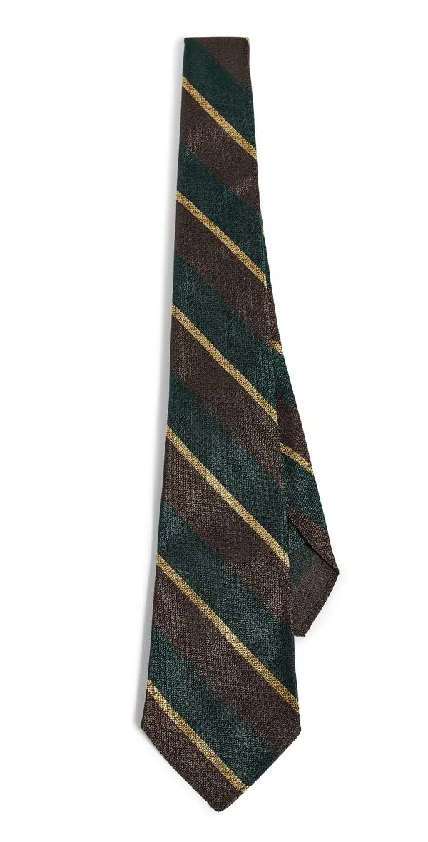 Polo Ralph Lauren Original Label Noncrease Stripes Neck Tie - Brown/green
