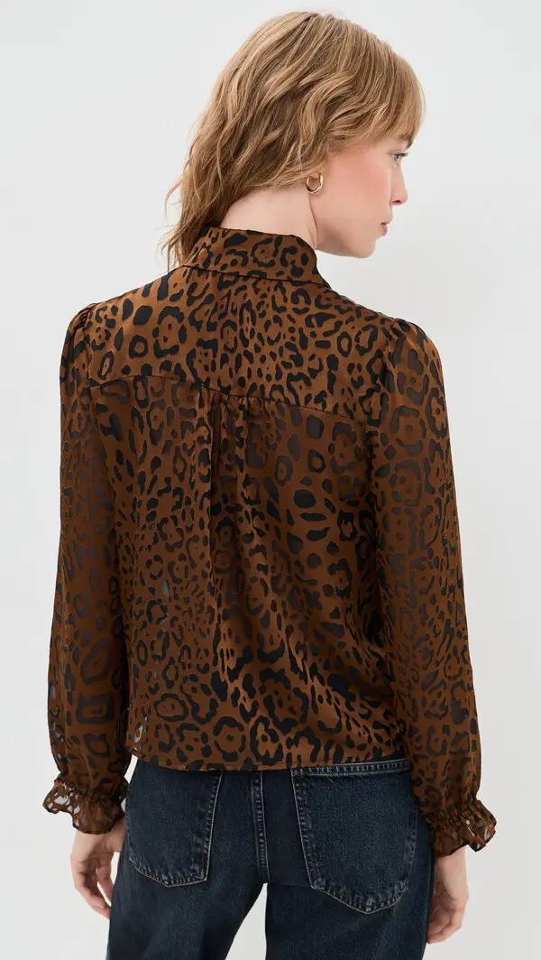 Generation Love Priya Leopard Burn-out Blouse - Caramel/black