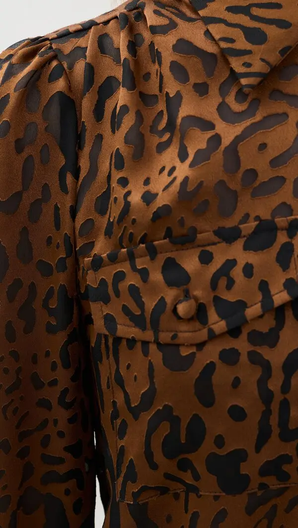 Generation Love Priya Leopard Burn-out Blouse - Caramel/black