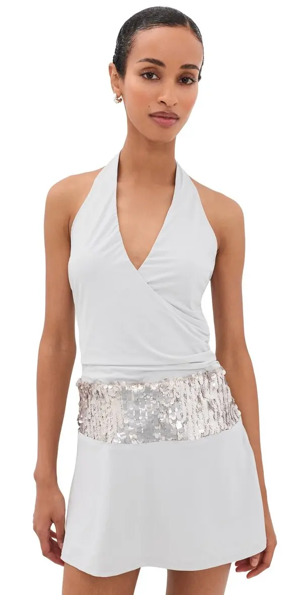 RUNAWAY THE LABEL Rumi Faux Wrap Halter Mini Dress