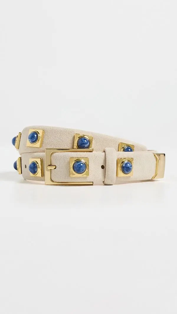 AUREUM No. 2 Suede Belt - Oat/blue