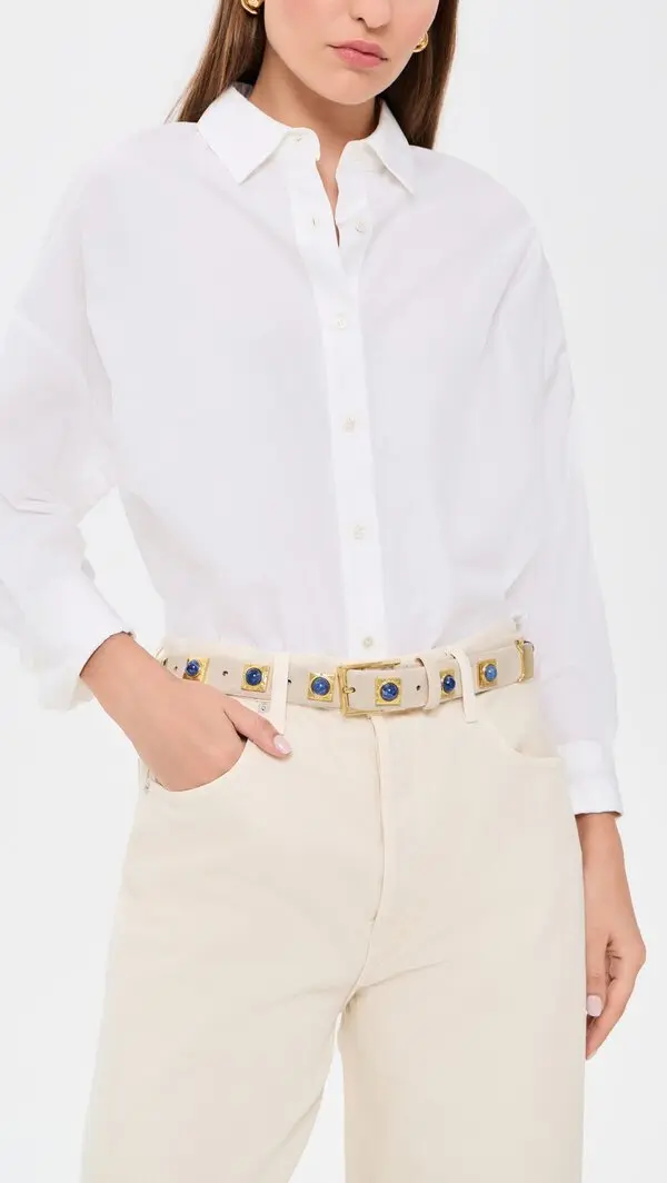 AUREUM No. 2 Suede Belt - Oat/blue