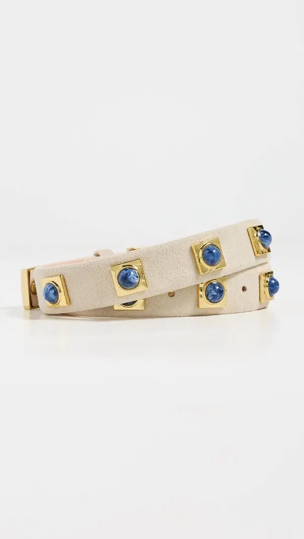 AUREUM No. 2 Suede Belt - Oat/blue