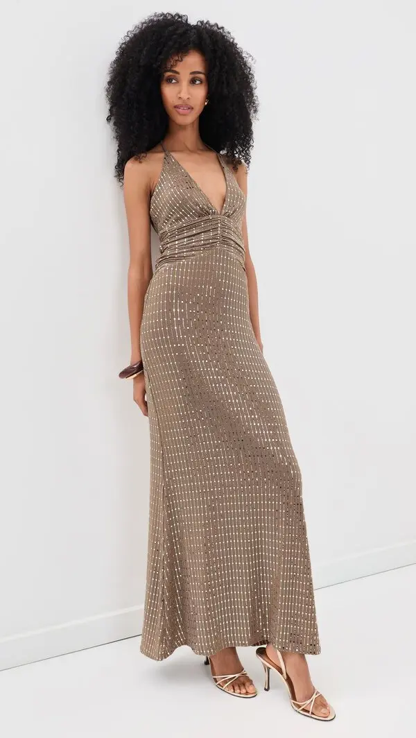 RUNAWAY THE LABEL Nara Deep V-neck Maxi Dress