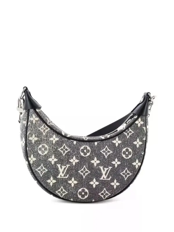 LOUIS VUITTON Loop Handbag Monogram Jacquard Denim Hobo Bag - Black