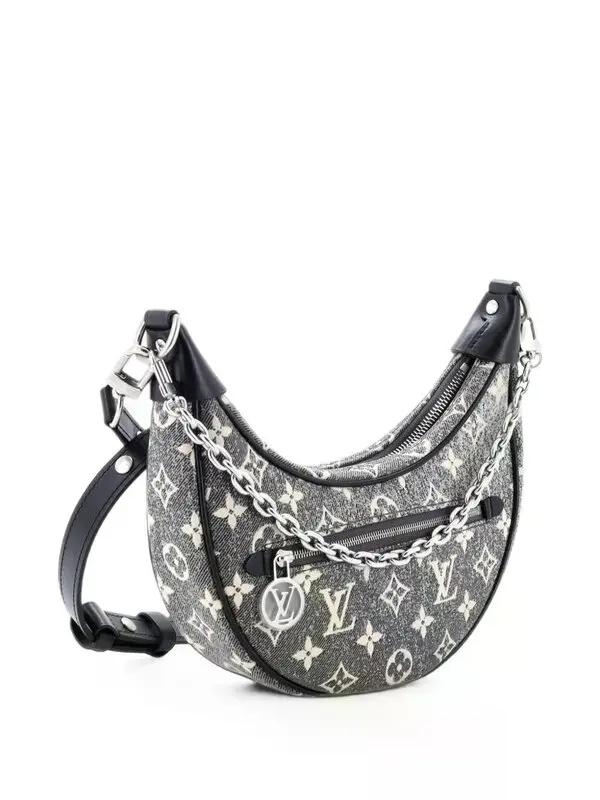 LOUIS VUITTON Loop Handbag Monogram Jacquard Denim Hobo Bag - Black