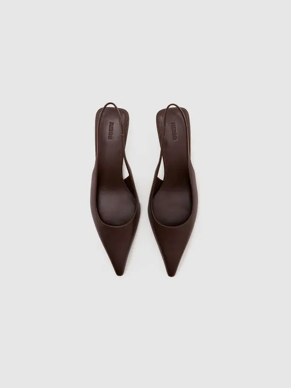 REISS Carla Leather Slingback Low-heel Court Shoes